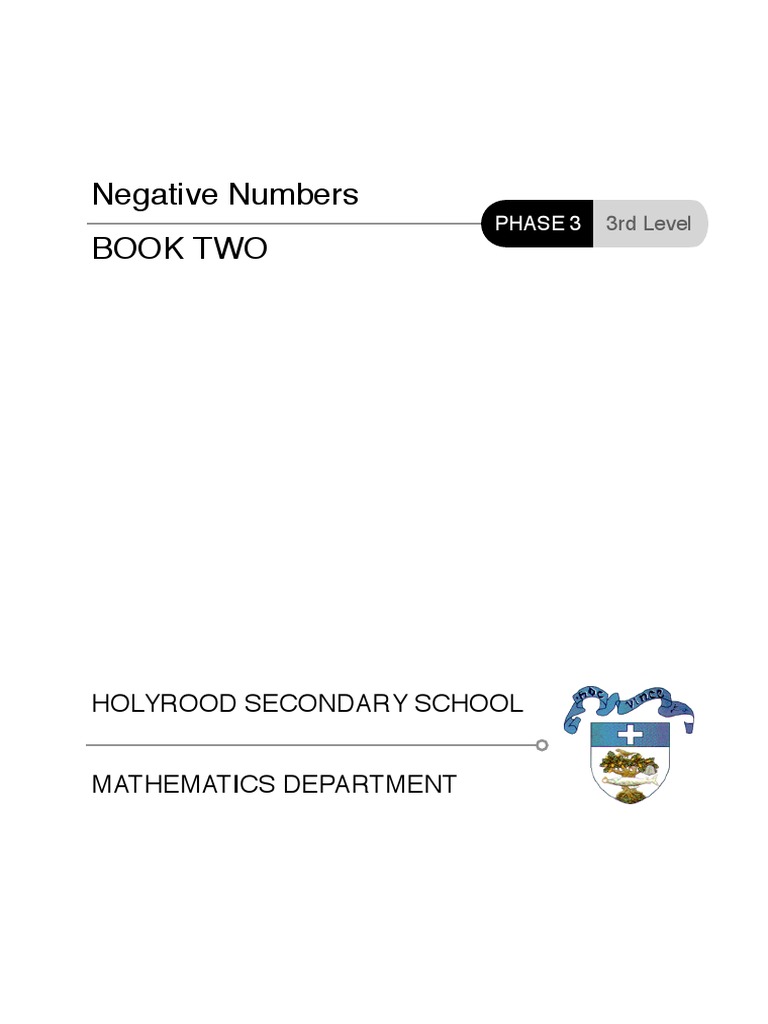 Book Two Negative Numbers: Holyrood Secondary School | PDF ...