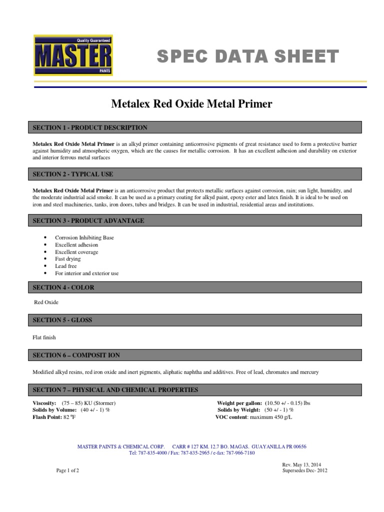Metalex Red Oxide Metal Primer | PDF | Paint | Corrosion