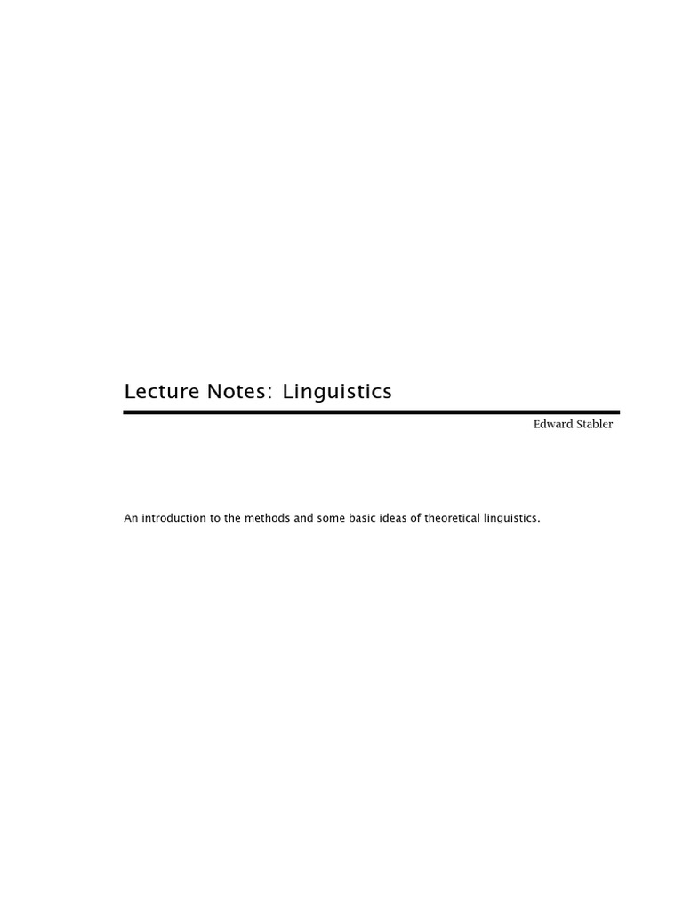 Lecture Notes Linguistics | PDF | Linguistics | Morphology (Linguistics)