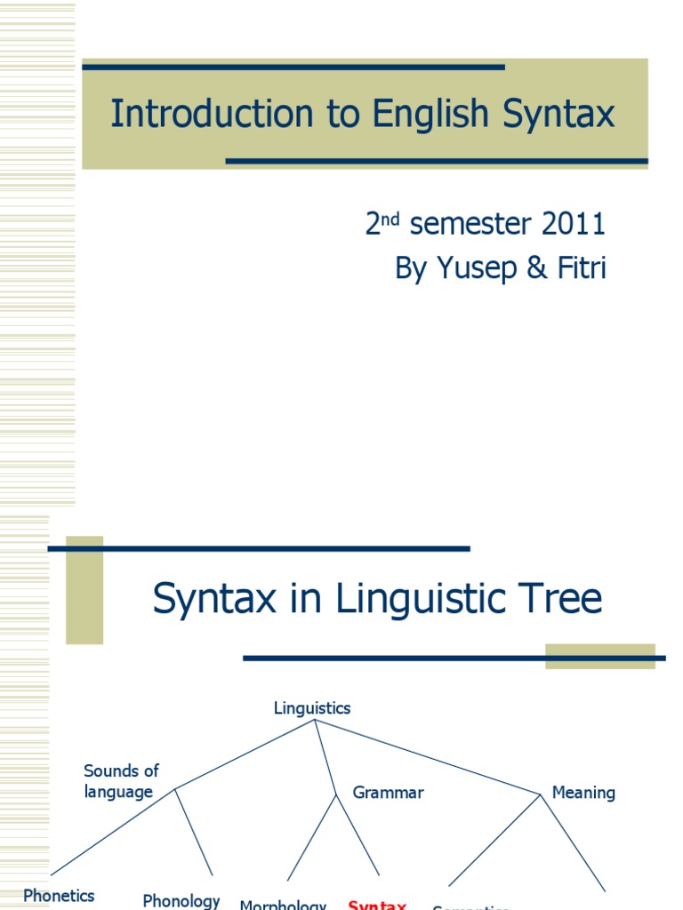 Introduction To English Syntax: 2 Semester 2011 by Yusep & Fitri | PDF ...