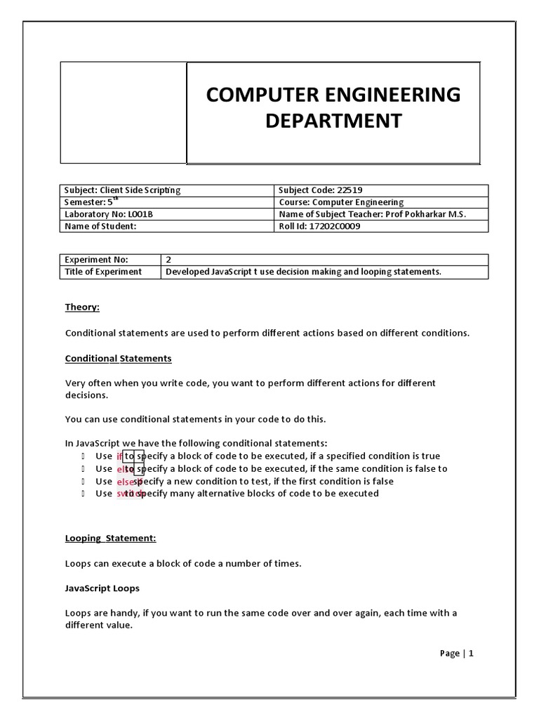 Css Practical 2 Pdf Control Flow Java Script