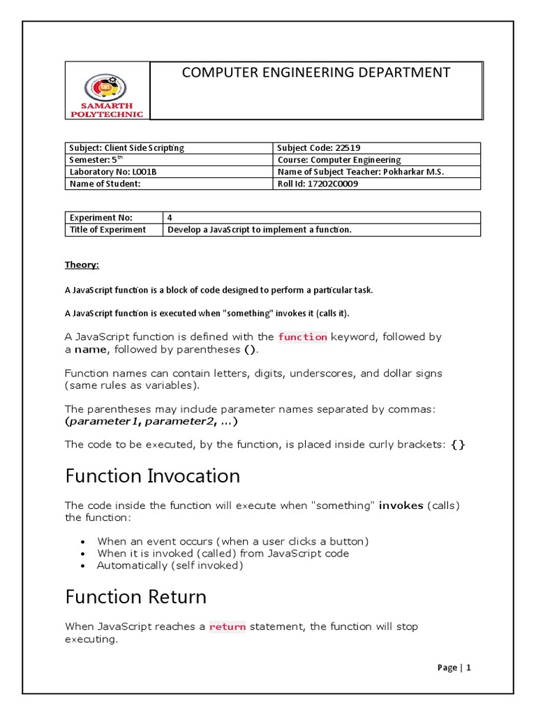 Css Practical 4 Pdf Java Script Subroutine 5165
