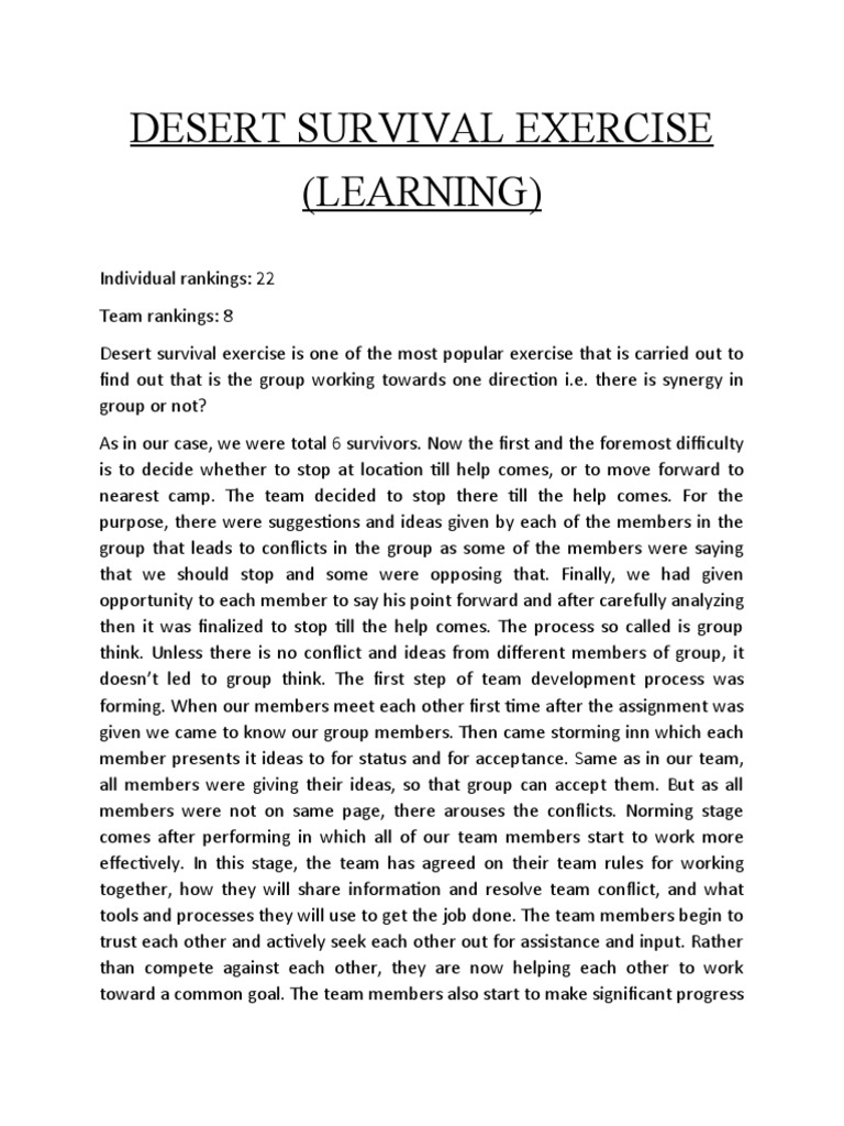 Desert Survival Exercise | PDF | Goal | Communication