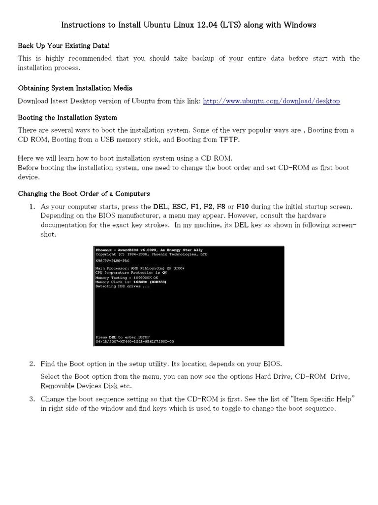 Instructions To Install Ubuntu Linux 12.04 (LTS) Along With Windows ...