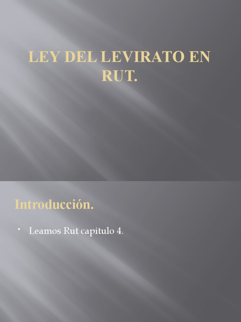 Ley Del Levirato en Rut | PDF | Matrimonio | Instituciones sociales