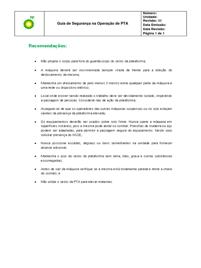 Segurança na Operação de PTA: Dicas Essenciais | PDF
