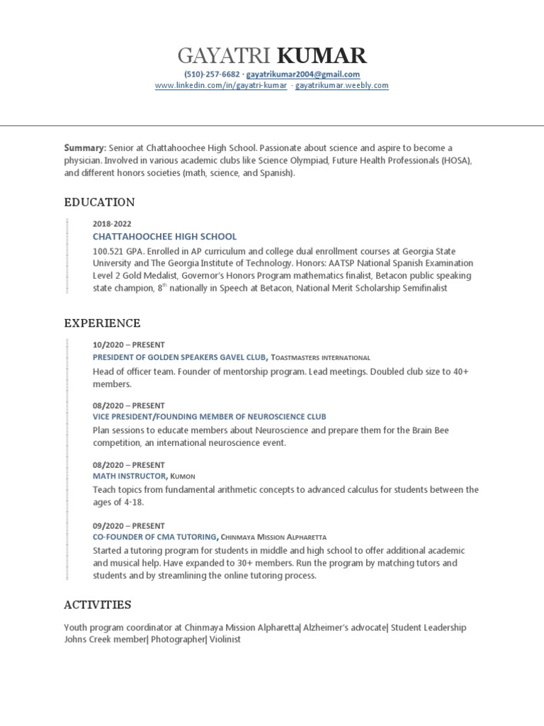 Resume - Gayatri Kumar | PDF