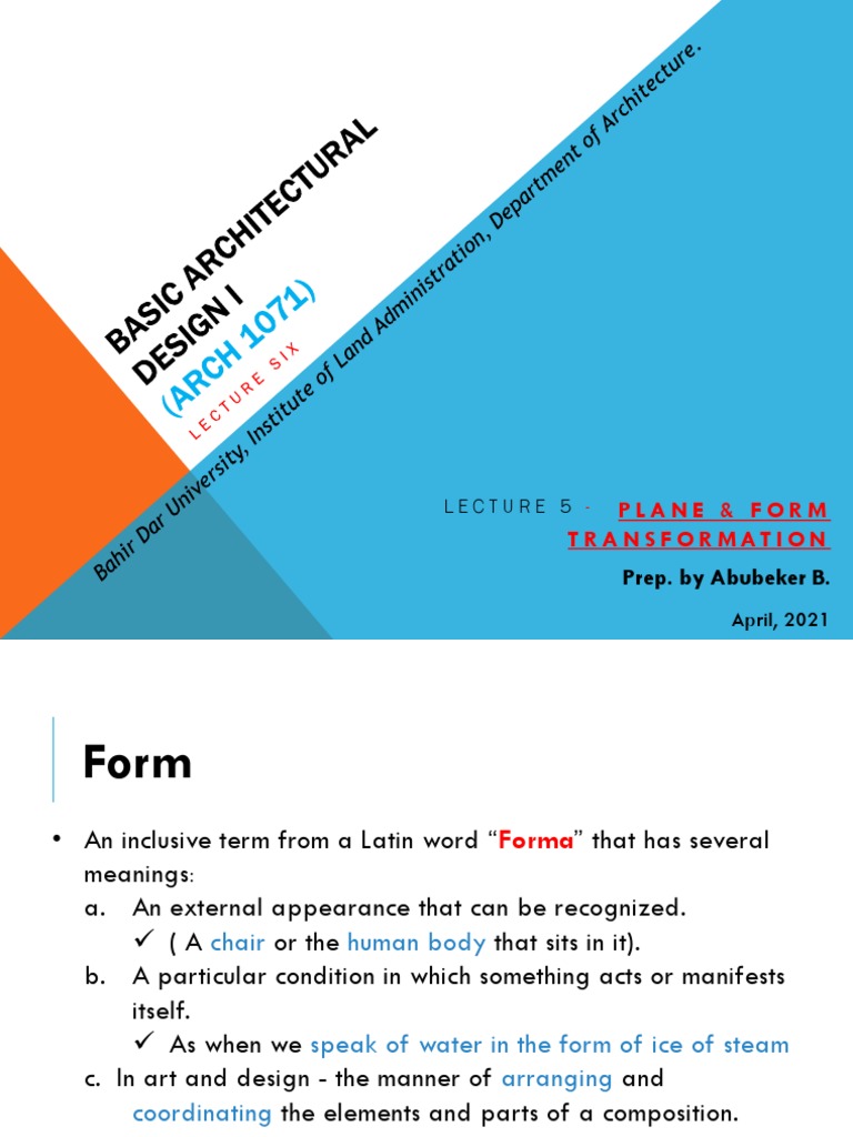 Plane & Form Transformation: Prep. by Abubeker B | PDF | Sphere | Dimension