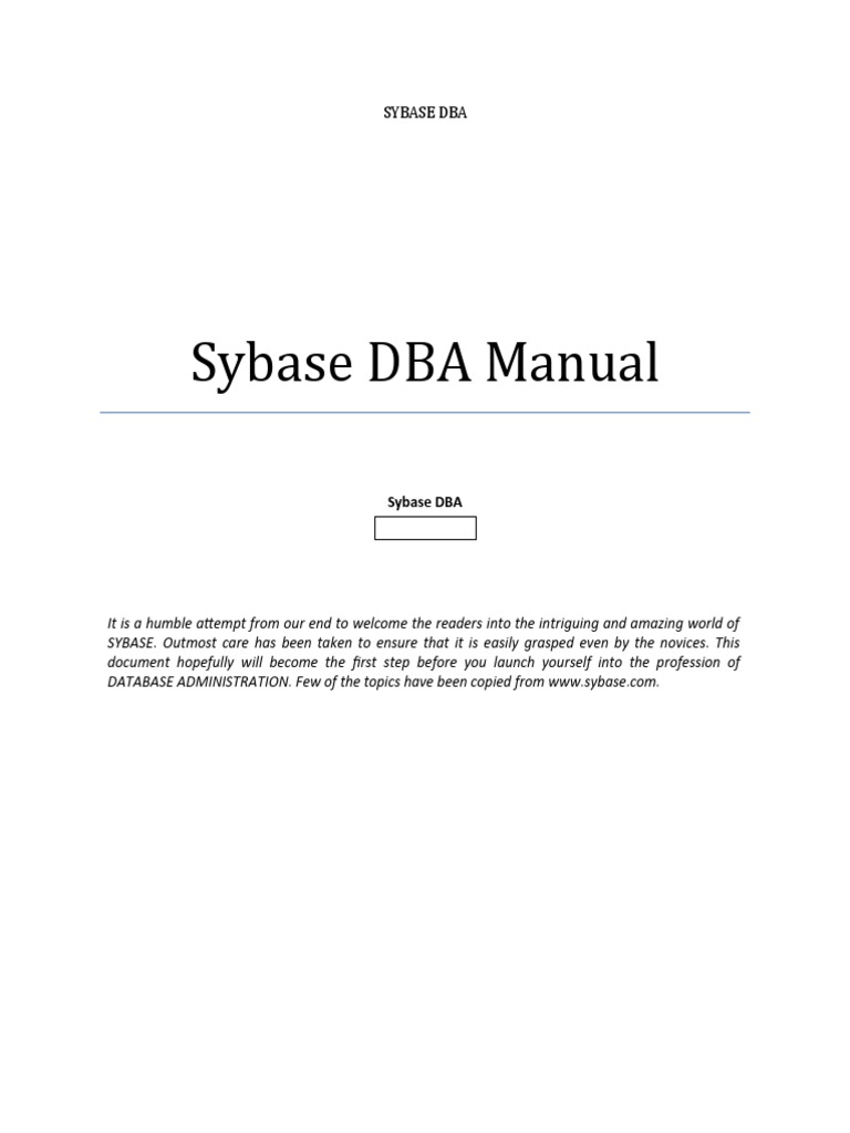 Sybase Dba User Guide For Beginners Pdf Database Index Security Engineering