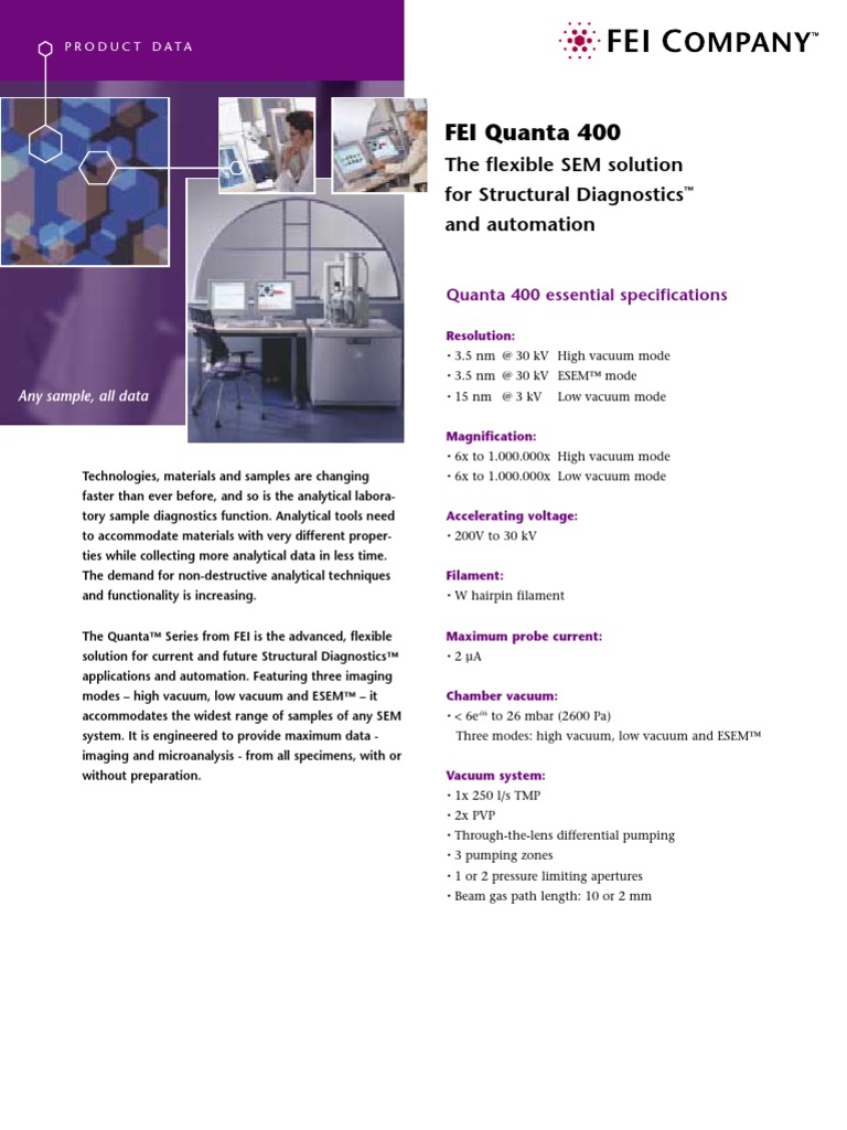 FEI Quanta 400: The Flexible SEM Solution For Structural Diagnostics ...