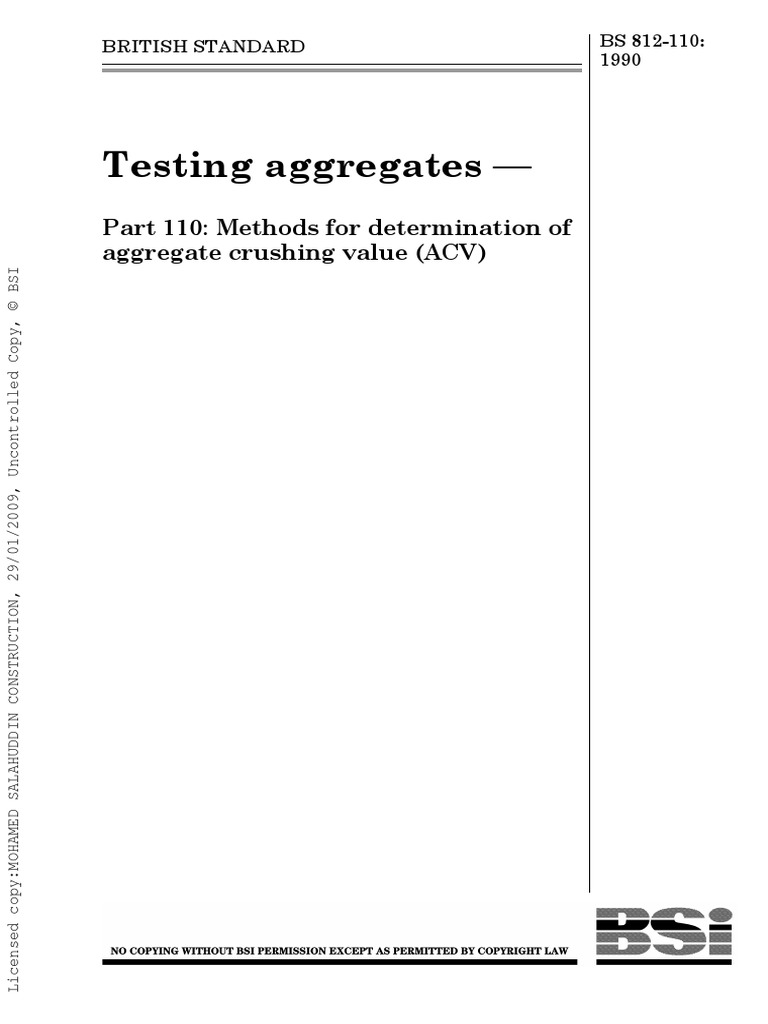 BS 812-110-1990 Testing Aggregates | PDF | Concrete | Construction ...