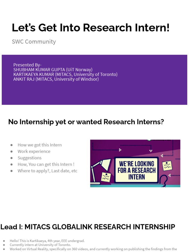 SWC - Let's Get Into Research Intern! | PDF | Internship | Job Hunting