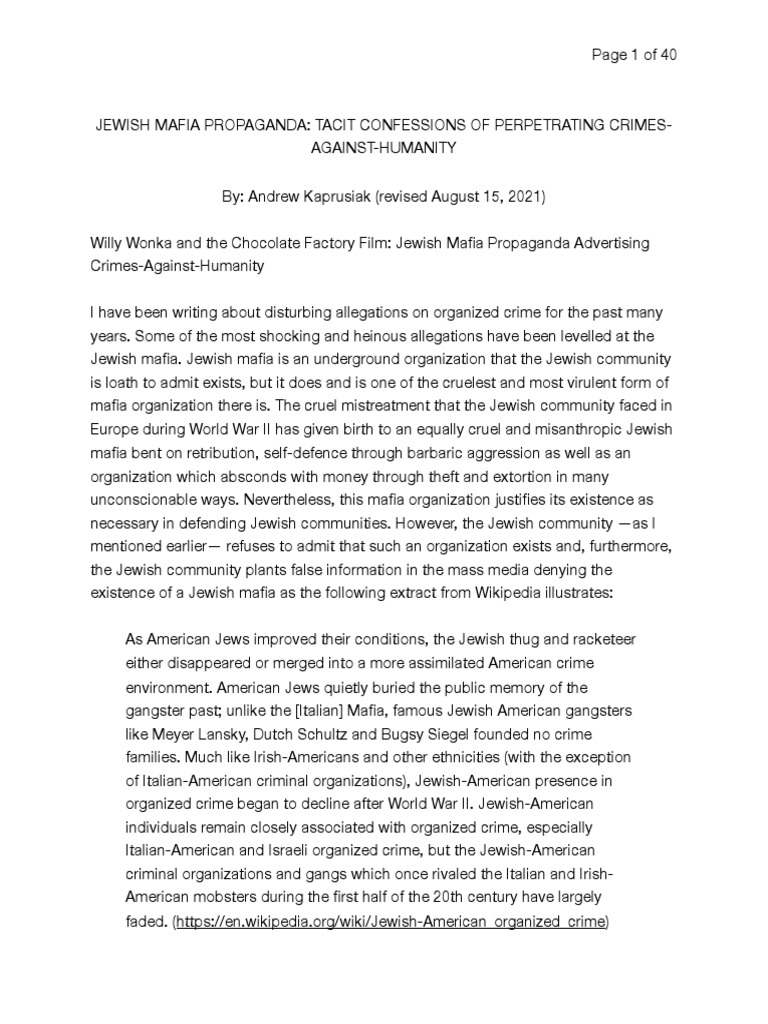 Willy Wonka 1971: Jewish Mafia Propaganda Which Confesses To Crimes ...