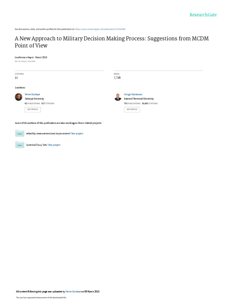 Decision Making MDMP | PDF | Decision Making | Analysis