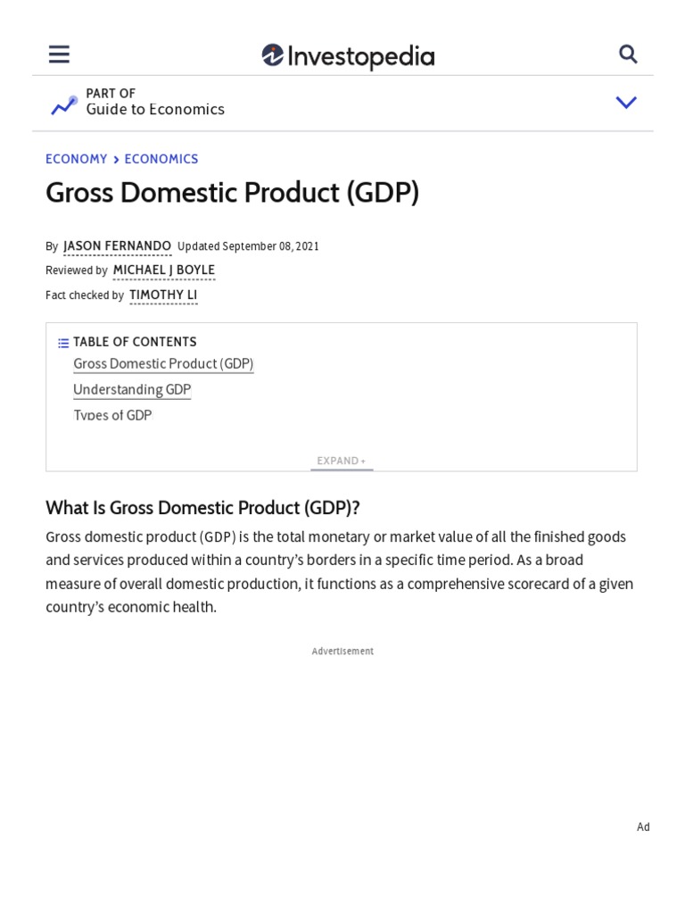 Gross Domestic Product Definition | PDF | Gross Domestic Product ...