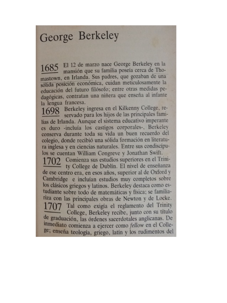 Biografía George Berkeley | PDF