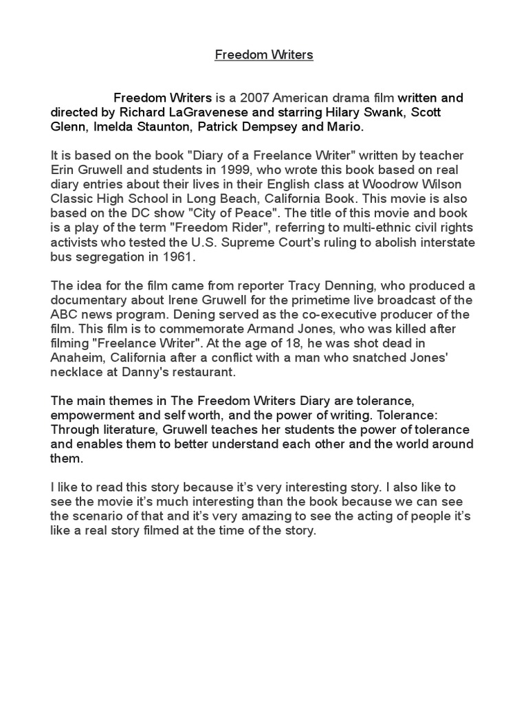 Freedom Writers Written and Directed by Richard Lagravenese and ...