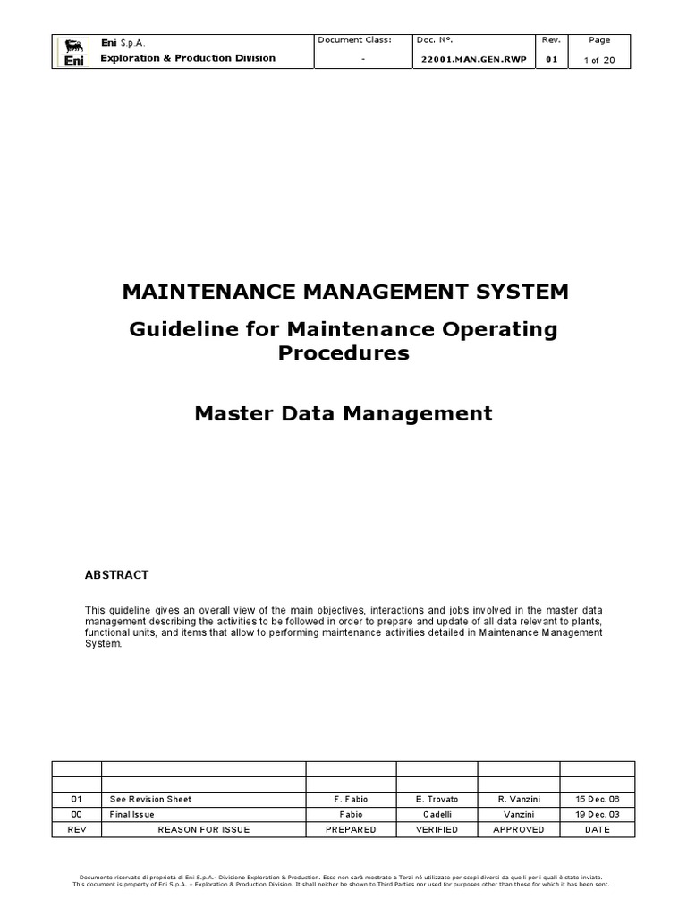 Maintenance Management System Guideline For Maintenance Operating ...