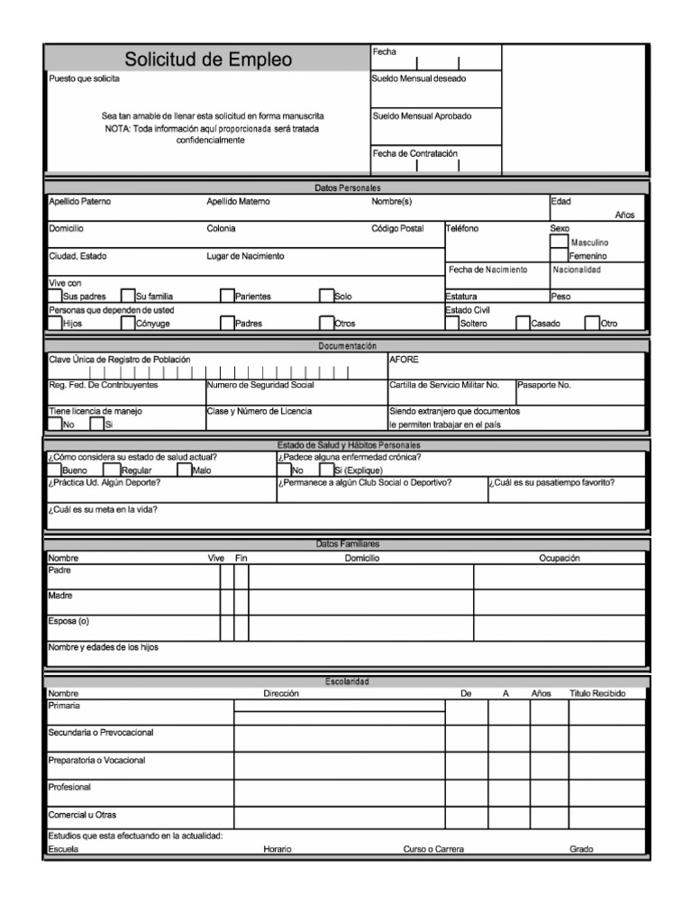 Solicitud de Empleo | PDF