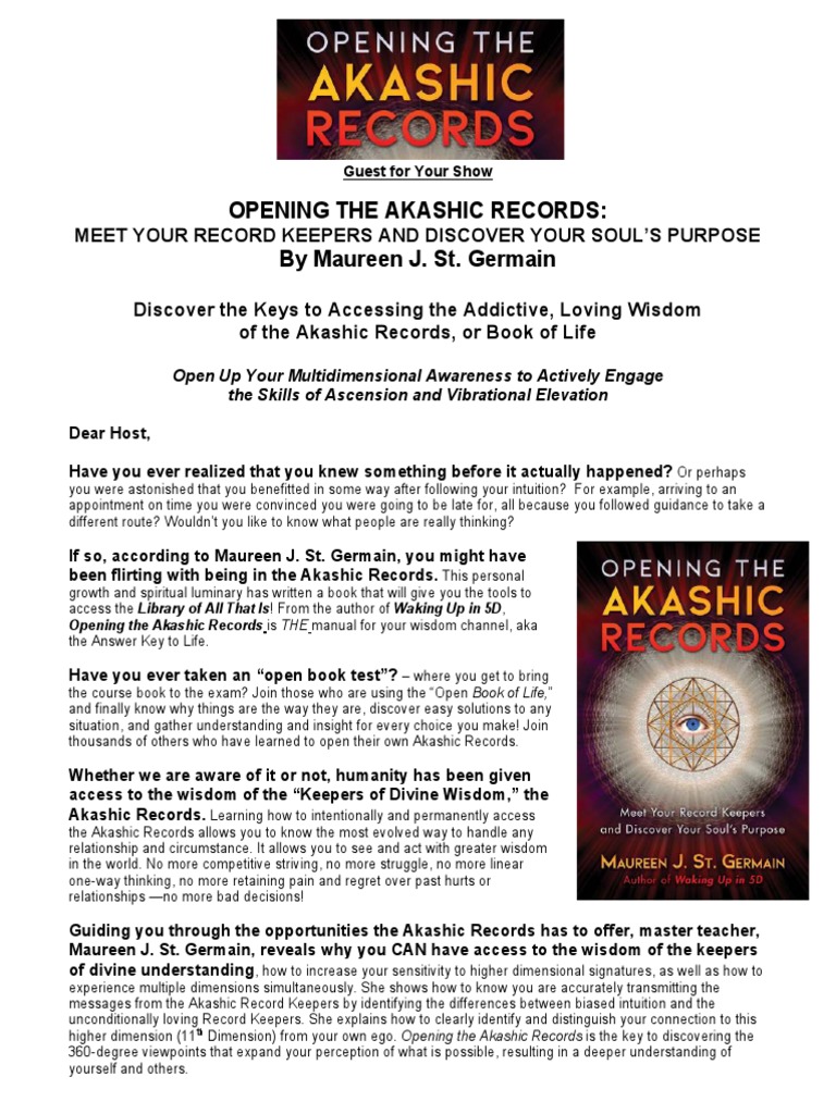 Opening The Akashic Records Pressrelease | PDF | Wisdom | Consciousness
