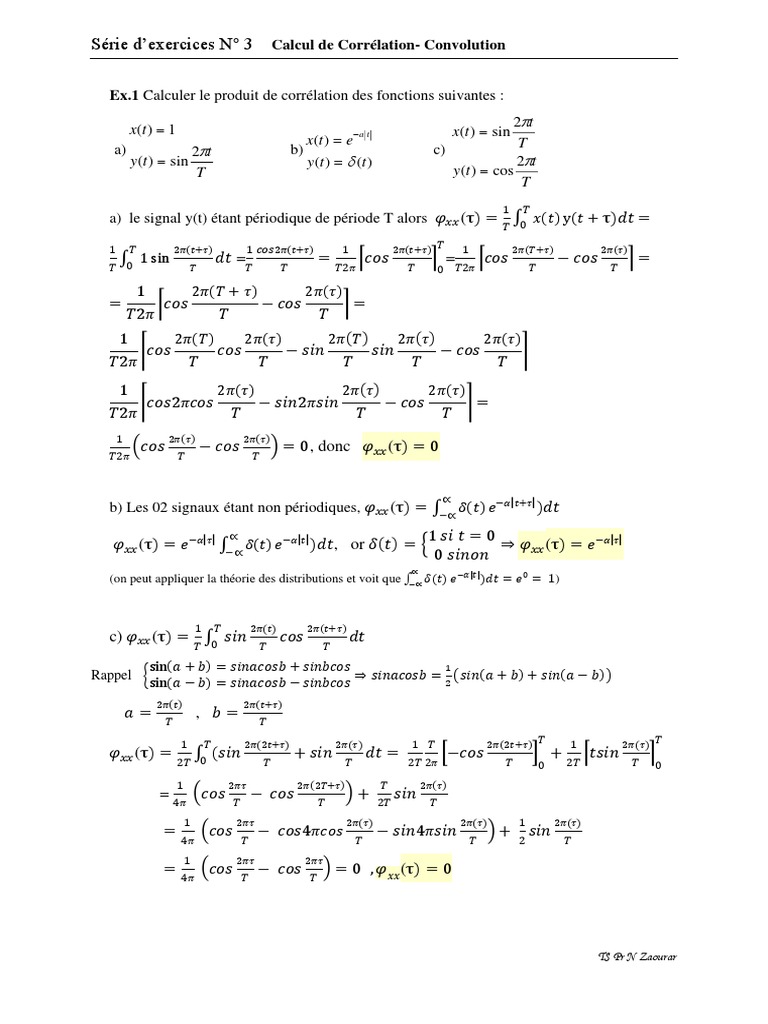 Calcul de Corrélation et Convolution | PDF | Relations mathématiques | Mathématiques