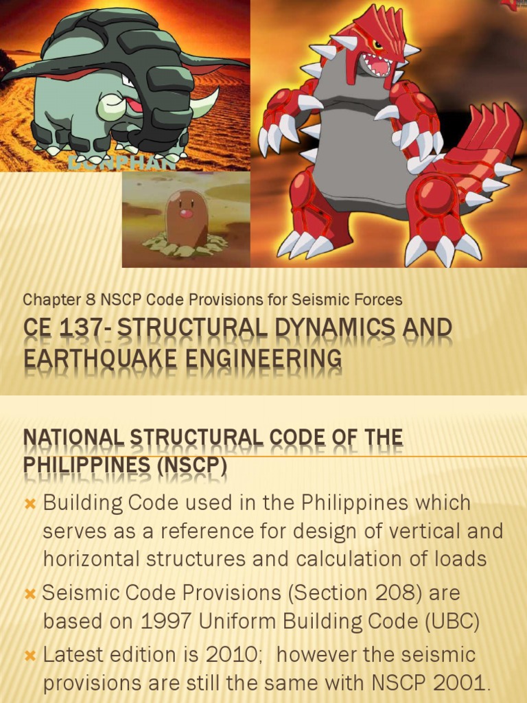 Ce 137-Structural Dynamics and Earthquake Engineering: Chapter 8 NSCP Code Provisions For ...