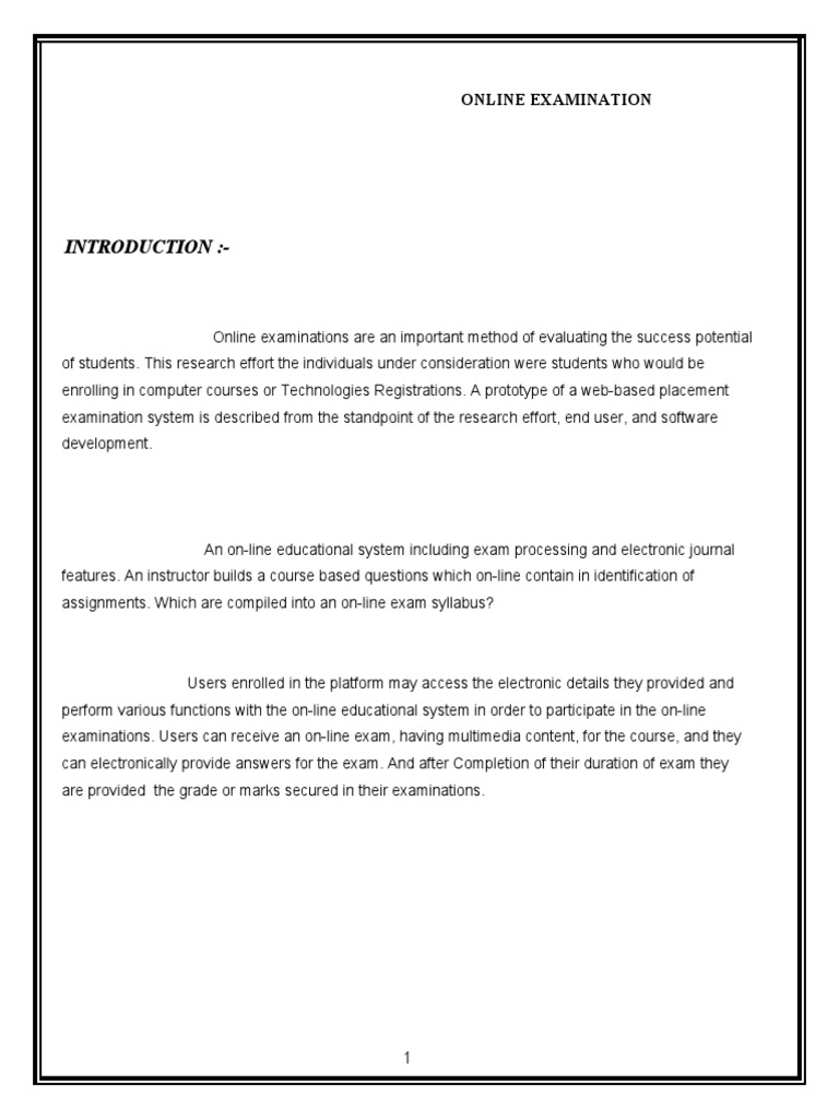 Online Exam Project Report | PDF | Html | Php