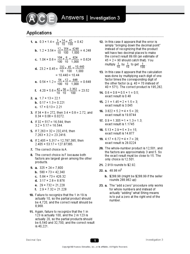 Do Inv. 3 Ace Answer Keys | Download Free PDF | Division (Mathematics ...