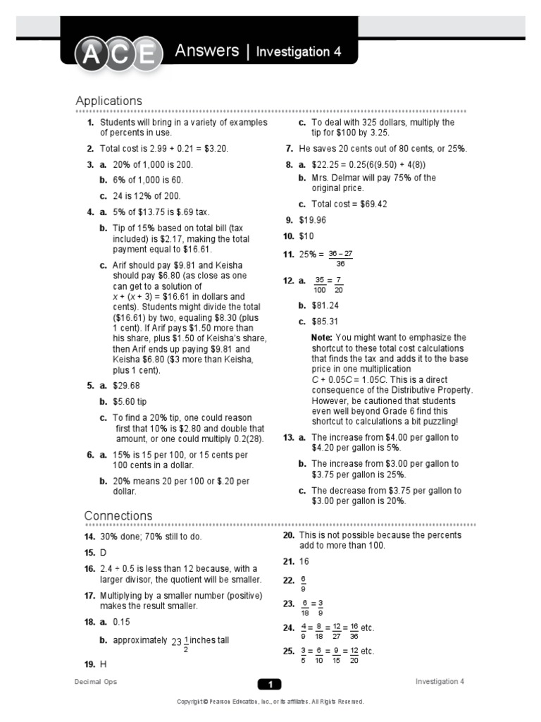 D.O. Inv. 4 Ace Answers | PDF | Mathematics | Economies