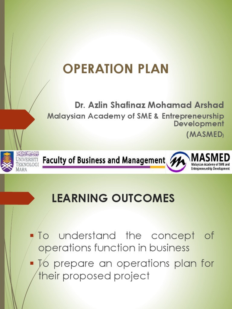 Ent300 10 Operation Plan | PDF | Business | Cost