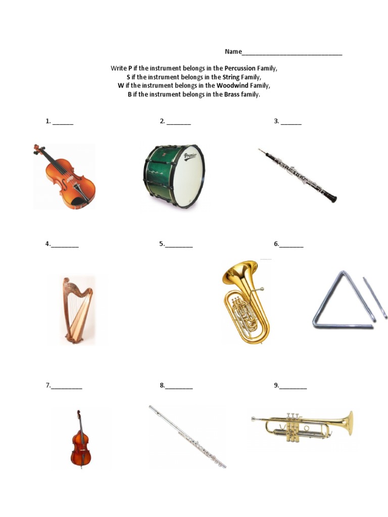 Instrument Family Quiz | PDF