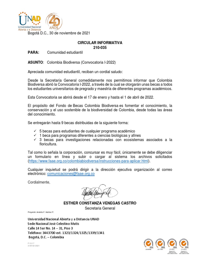 Circular 210-035 (Colombia Biodiversa) | PDF