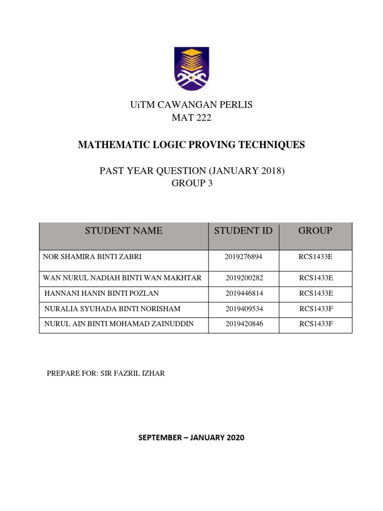 Mathematic Logic Proving Techniques Exam Questions | PDF | Logical ...