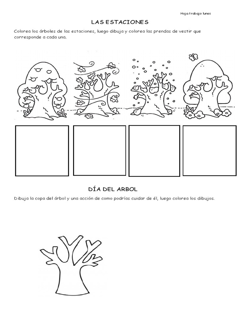 Hoja De Trabajo Del Arbol De Las Estaciones