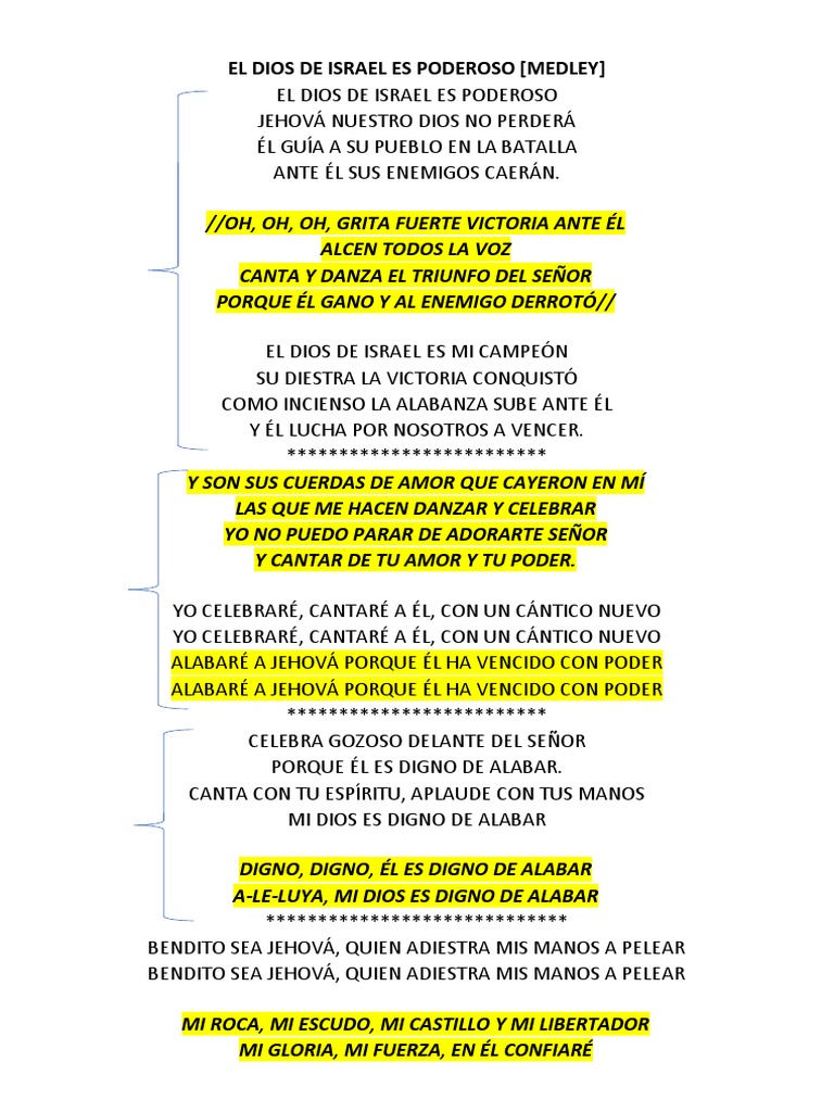 El Dios de Israel Es Poderoso Letras | PDF