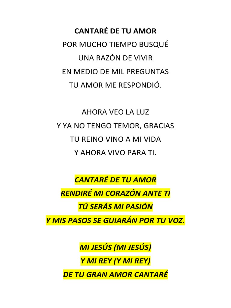 Cantaré de Tu Amor Letra | PDF