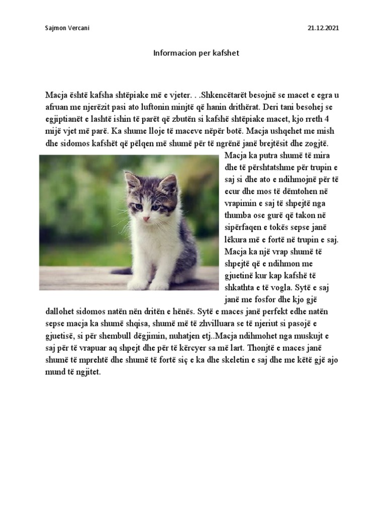 Informacion Per Kafshet | PDF