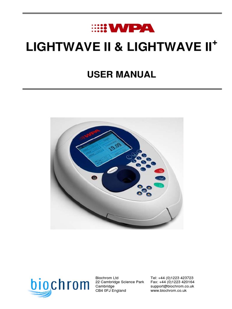 Lightwave II User Manual Version 2 - 3 | PDF | Absorbance | Enzyme Kinetics