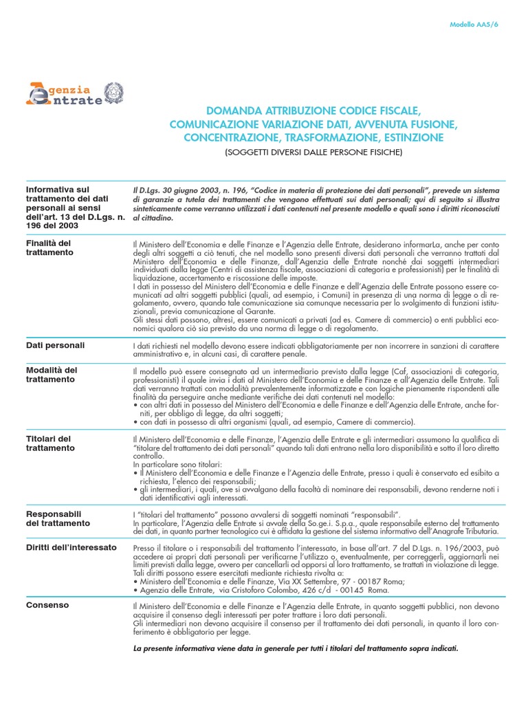 Modello AA5 - 6 - AA5 - Mod-2 | PDF