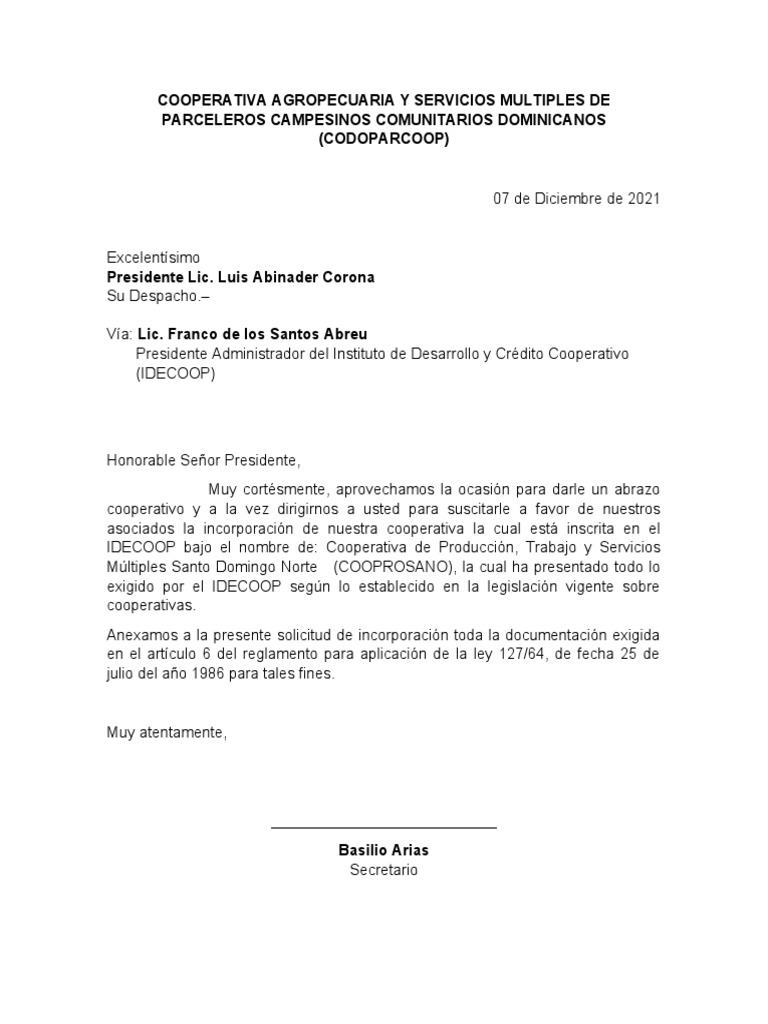Modelo Solicitud Al Presidente | PDF