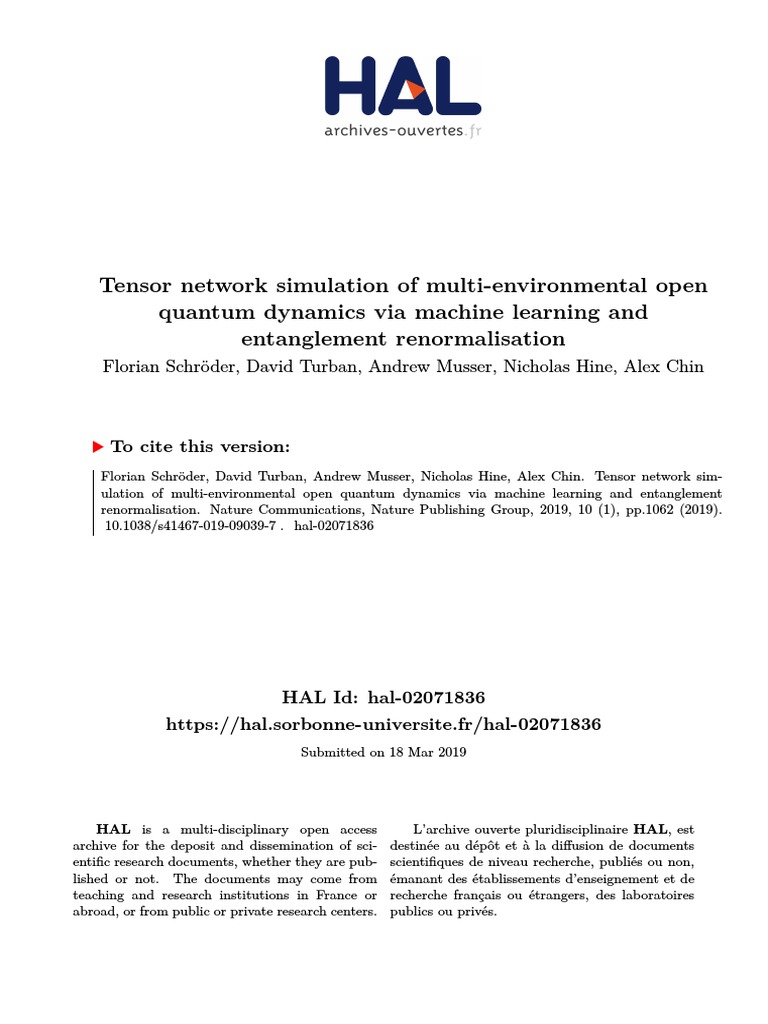 Tensor Network Simulation of Multi Environmental Open Quantum System Via ML and Eentanglemeent ...