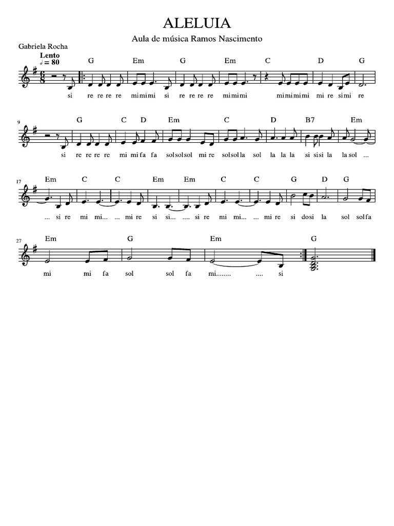 Aleluia Com o Nome Das Notas Na Pauta | PDF