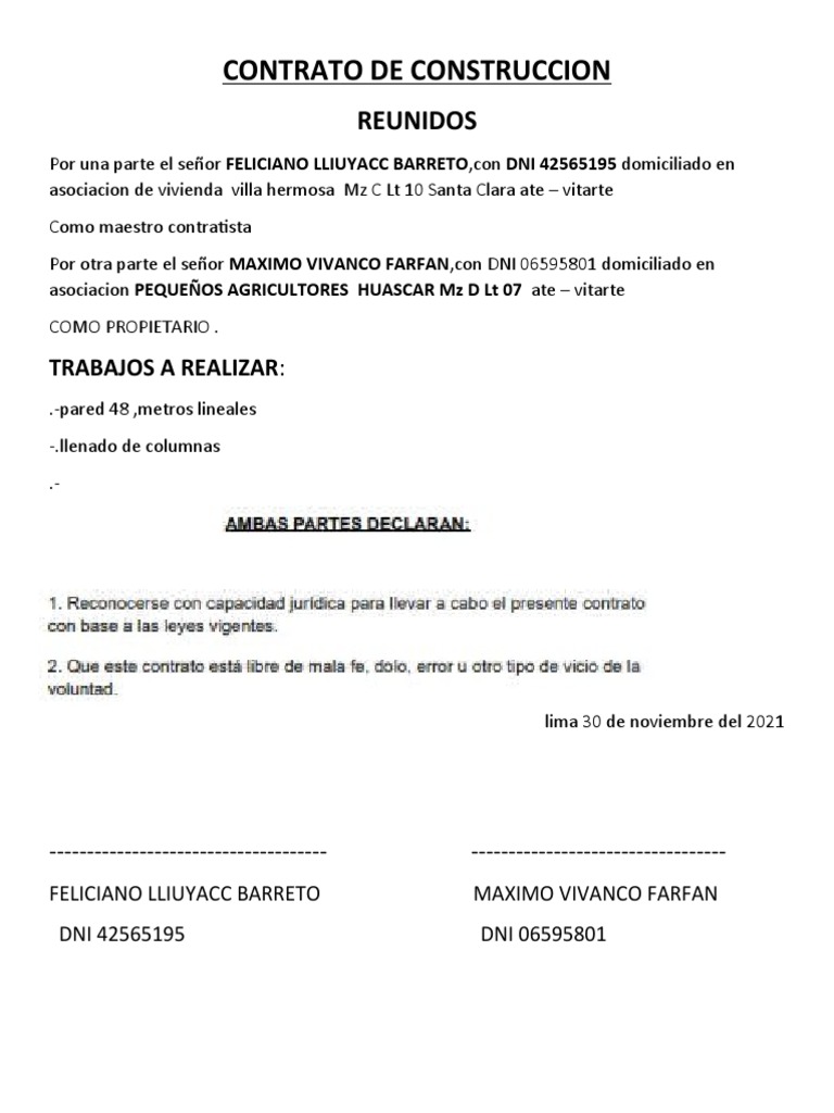 Contrato de Construccion | PDF