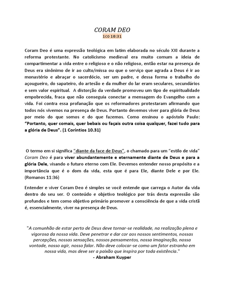Coram Deo. | PDF | Deus | Amor