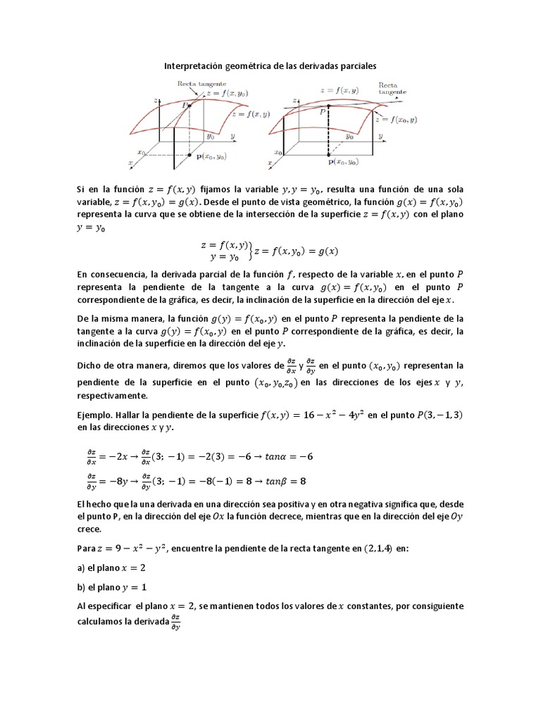 Interpretación Geométrica de Las Derivadas Parciales | PDF | Derivado | Pendiente