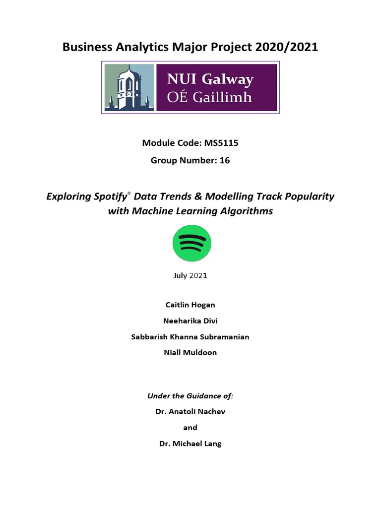 Spotify Final Research Report | PDF | Regression Analysis | Machine ...