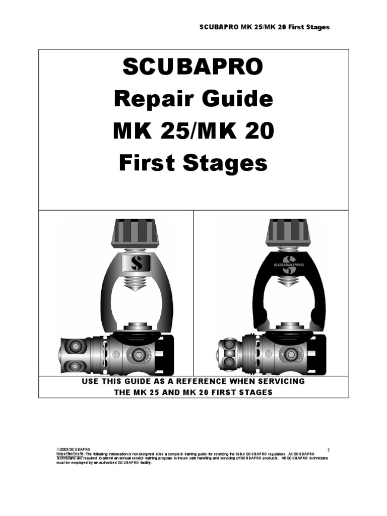 SCUBAPRO MK 25/MK 20 Repair Guide | PDF | Manufactured Goods | Equipment