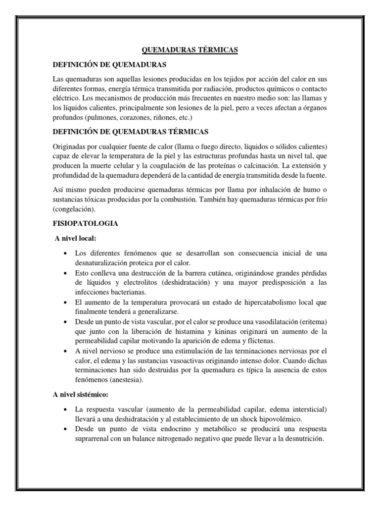 Quemaduras Térmicas | PDF | Quemar | Edema