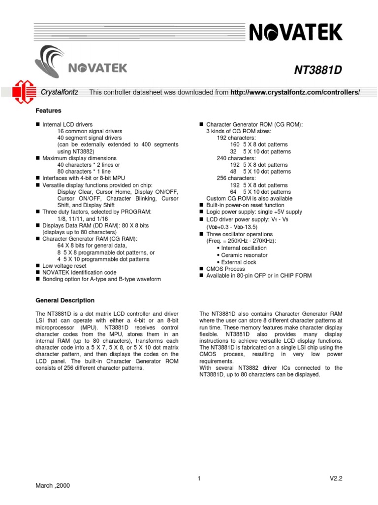Dot Matrix LCD Controller and Driver: Features | PDF | Read Only Memory ...