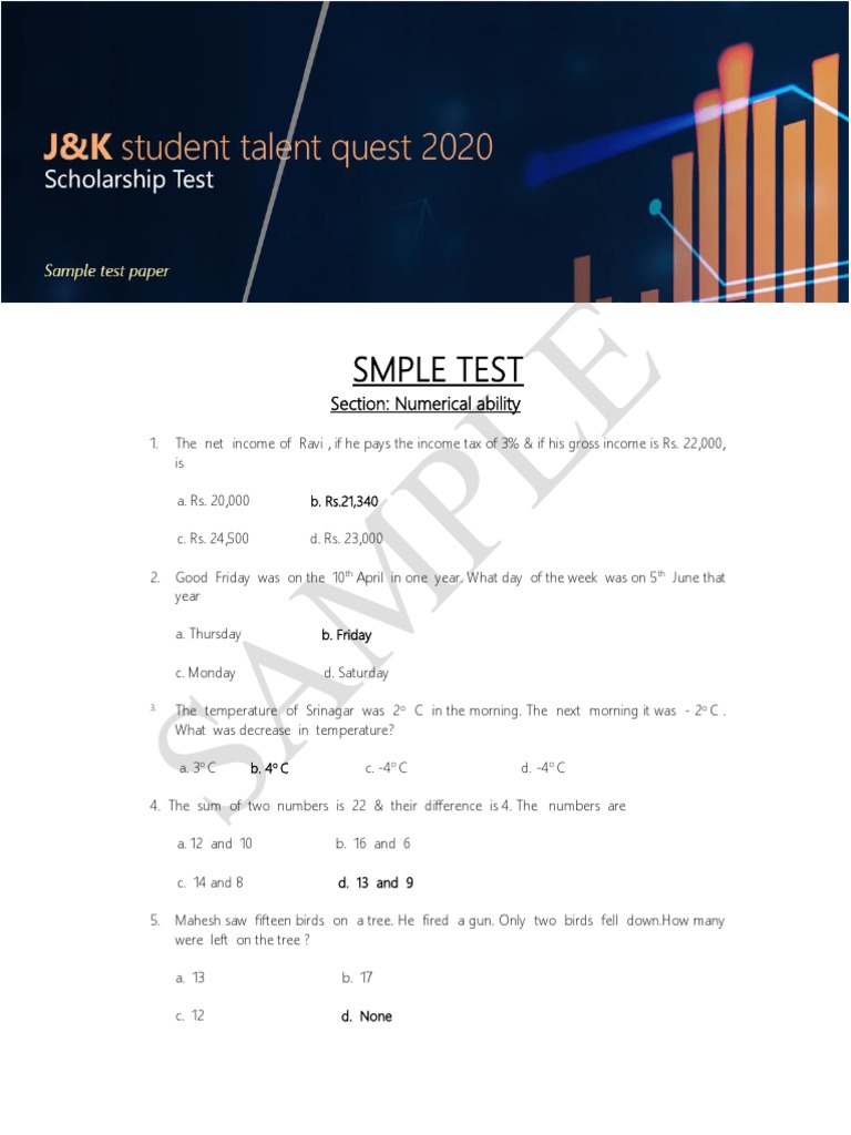 Smple Test: Section: Numerical Ability | PDF | Teaching Methods & Materials